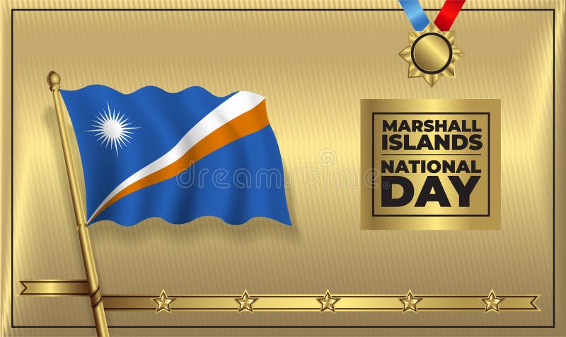 Marshall Islands Flag National Day Banner with Gold Vector Color Stock ...
