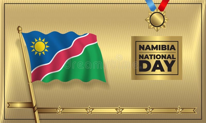 Namibia Flag National Day Banner with Gold Vector Color Stock Vector ...