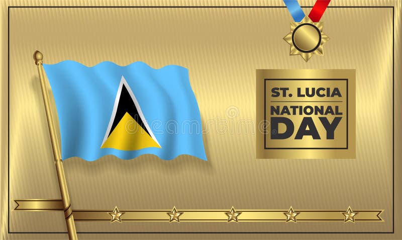 ST. Lucia Flag National Day Banner with Gold Vector Color Stock Vector ...