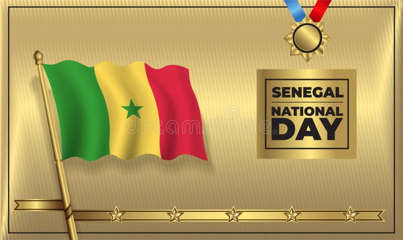 Senegal Flag National Day Banner with Gold Vector Color Stock Vector ...