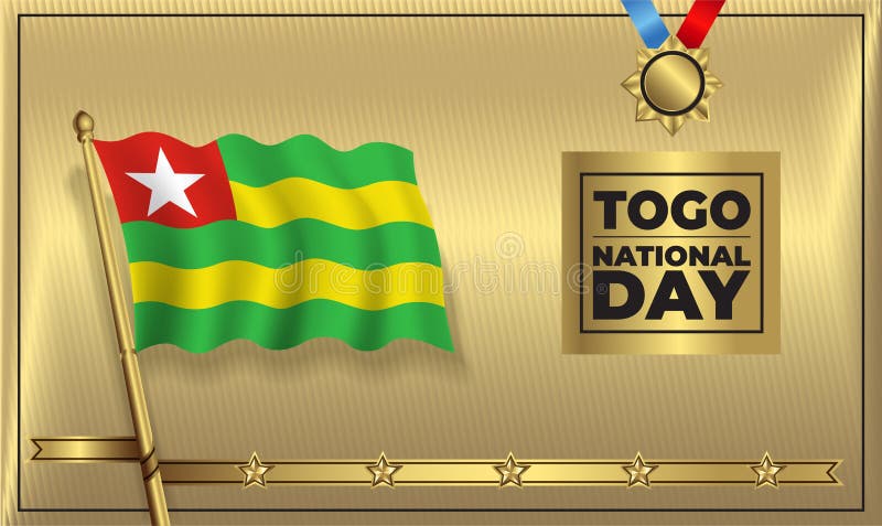 Togo Flag National Day Banner with Gold Vector Color Stock Vector ...