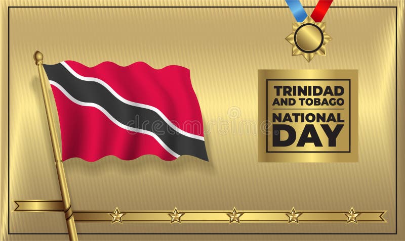 Trinidad and Tobago Flag National Day Banner with Gold Vector Color ...