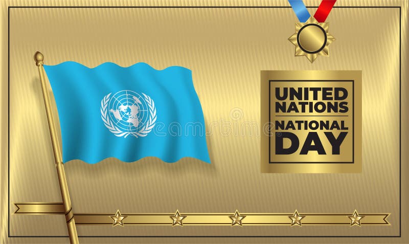 United Nations Flag National Day Banner with Gold Vector Color ...