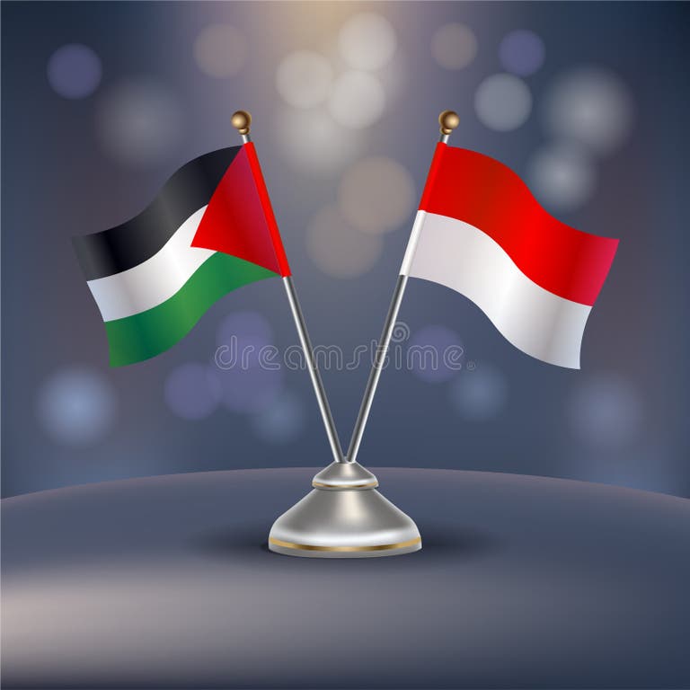 Palestine VS Indonesia Flag Relation in a Stand on Table Stock Vector - Illustration of banner ...