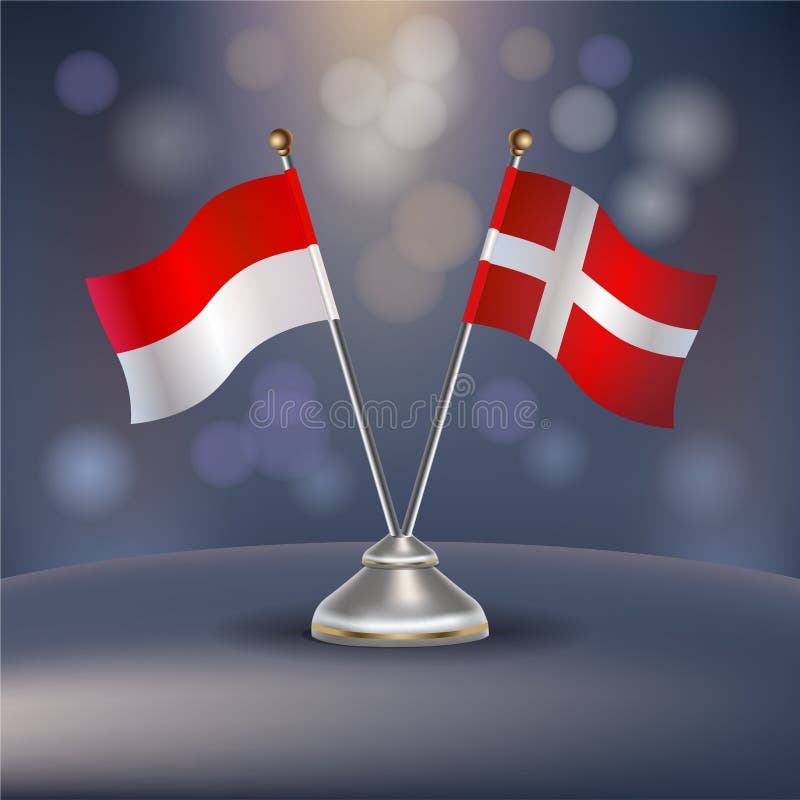 Indonesia VS Denmark Flag Relation in a Stand on Table Stock Vector ...