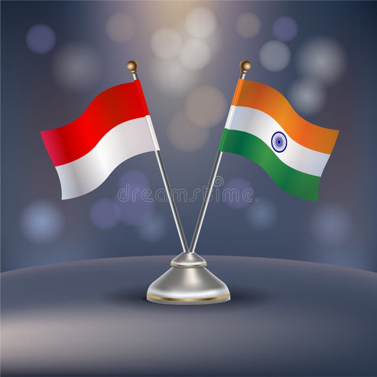 Indonesia VS India Flag Relation in a Stand on Table Stock Vector ...