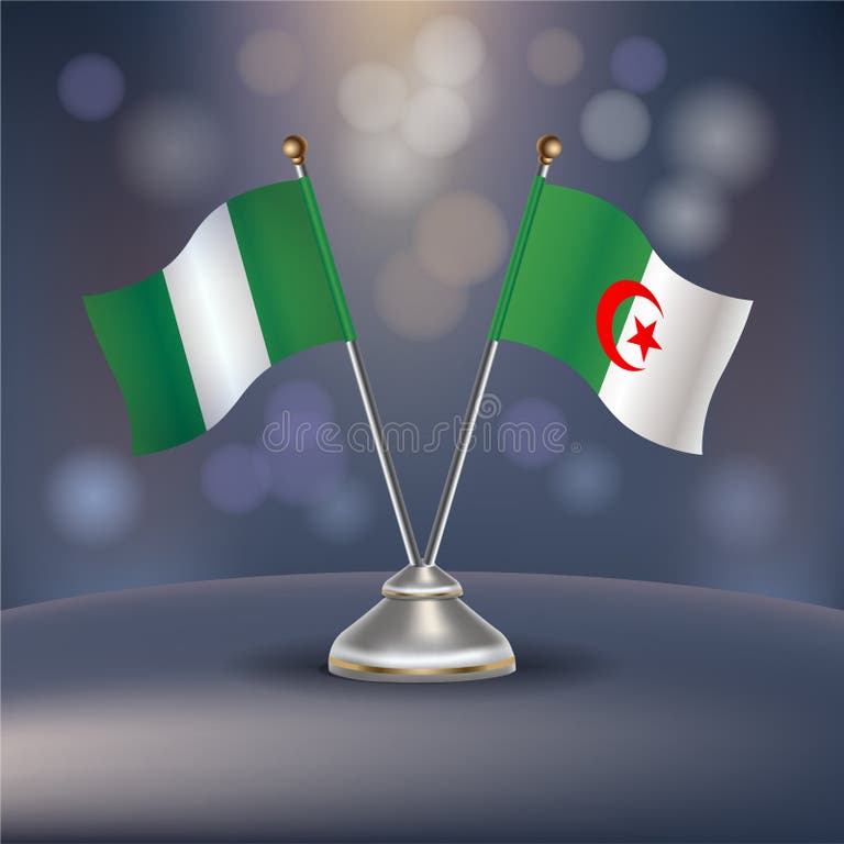Nigeria VS Algeria Flag Relation in a Stand on Table Stock Vector ...