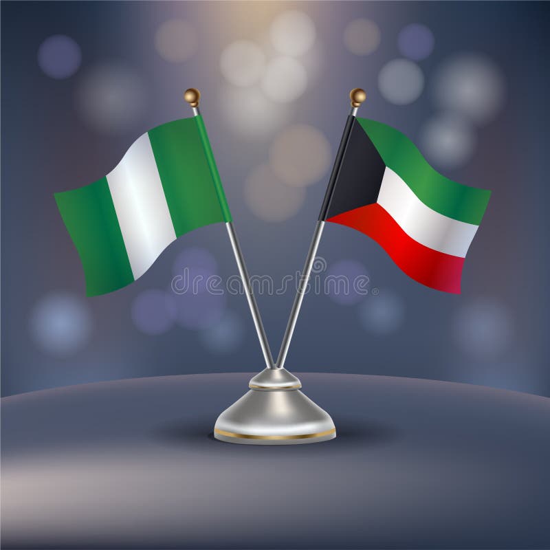 Nigeria VS Kuwait Flag Relation in a Stand on Table Stock Vector ...