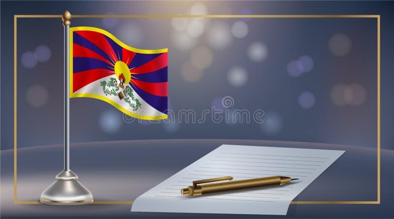 Small National Flag of Tibet with Bokeh Background, Vector Illustration ...