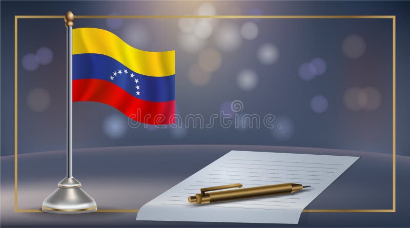 Small National Flag of Venezuela with Bokeh Background, Vector ...