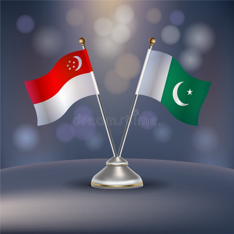 Singapore VS Pakistan Flag Relation in a Stand on Table. Stock Vector ...