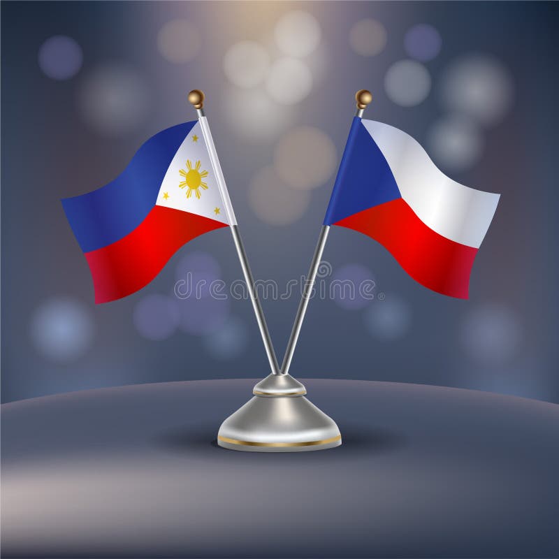 Philippines VS Czech Republic Flag Relation in a Stand on Table Stock ...