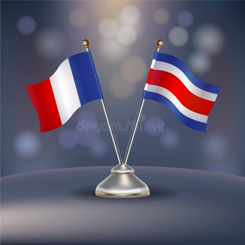 France VS Costa Rica Flag Relation in a Stand on Table Stock Vector ...