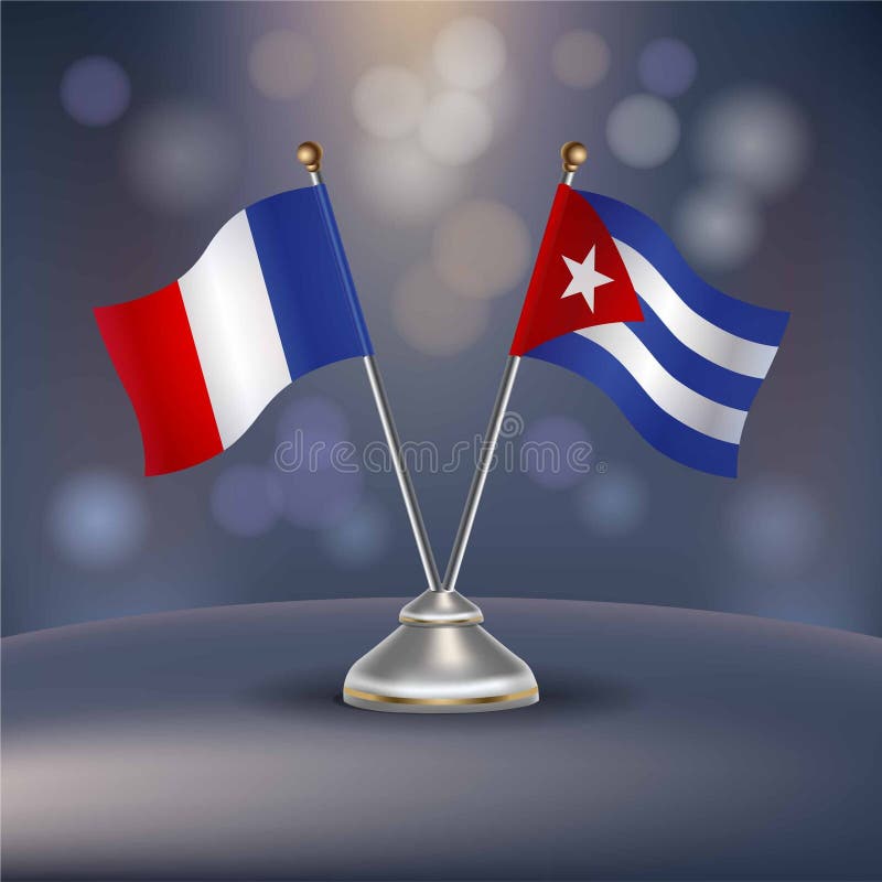 France VS Cuba Flag Relation in a Stand on Table Stock Vector ...