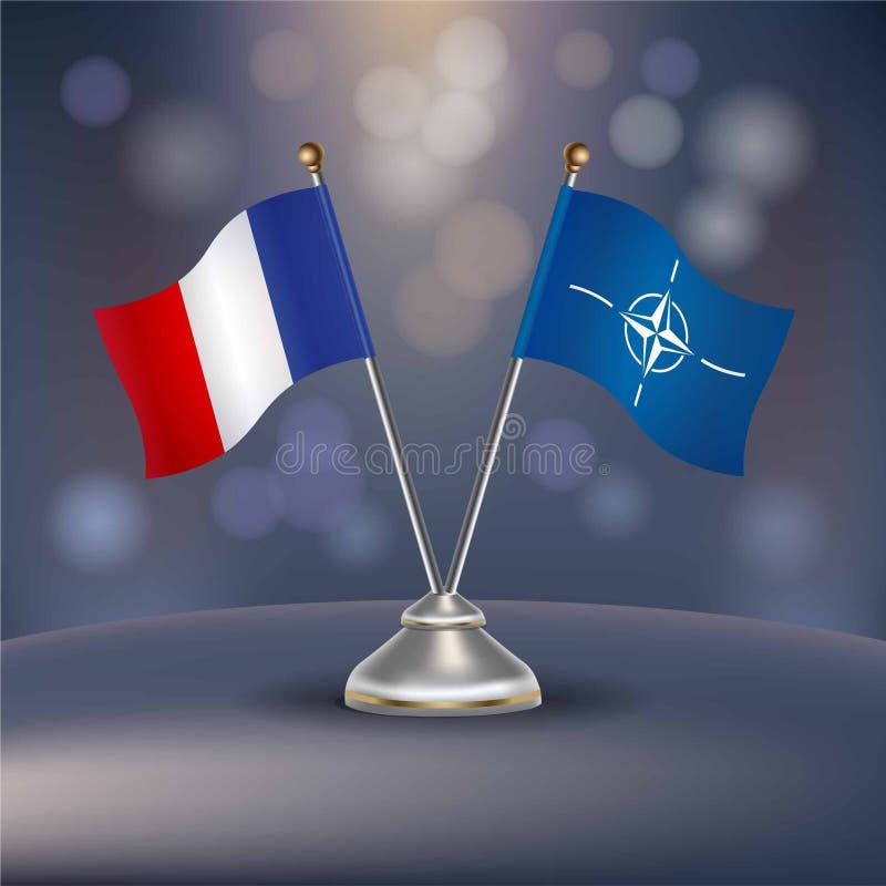 France VS NATO Flag Relation in a Stand on Table Stock Vector ...