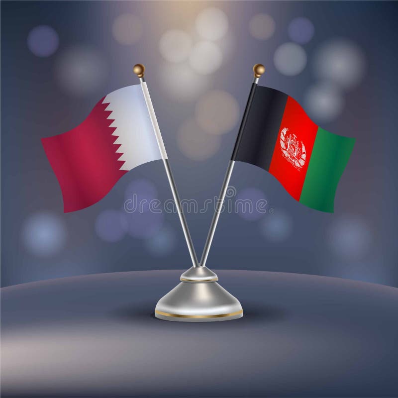 Qatar VS Afghanistan Flag Relation in a Stand on Table. Vector ...