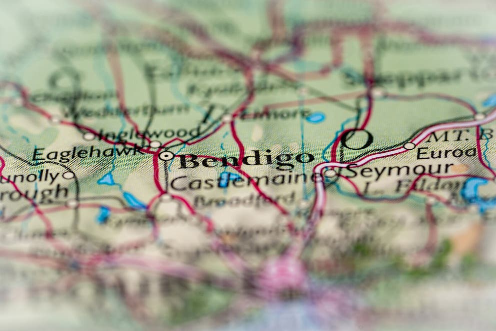 Bendigo, Australia Highlighted on a World Map Stock Photo - Image of ...