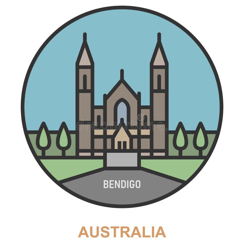 Bendigo. Sities and Towns in Australia Stock Vector - Illustration of ...