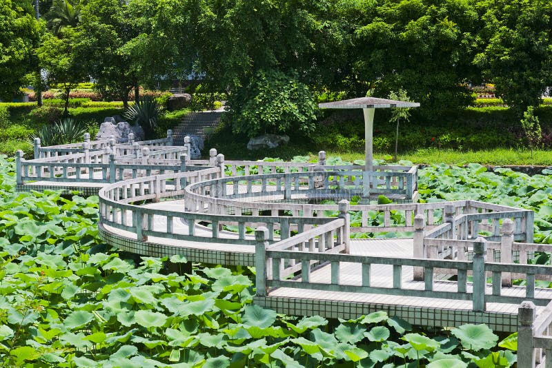 Bending Bridge Crossing a Canal Inside Wat Benchamabophit (the Marble ...