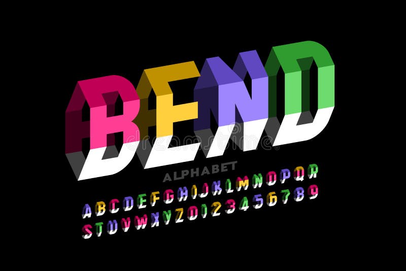 Bending 3D Style Font Design Stock Vector - Illustration of object ...