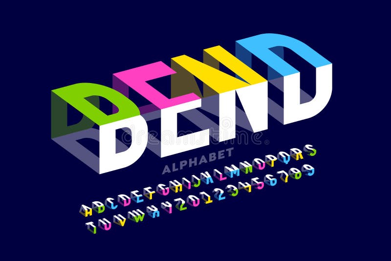 Bending 3D style font stock vector. Illustration of font - 215594369