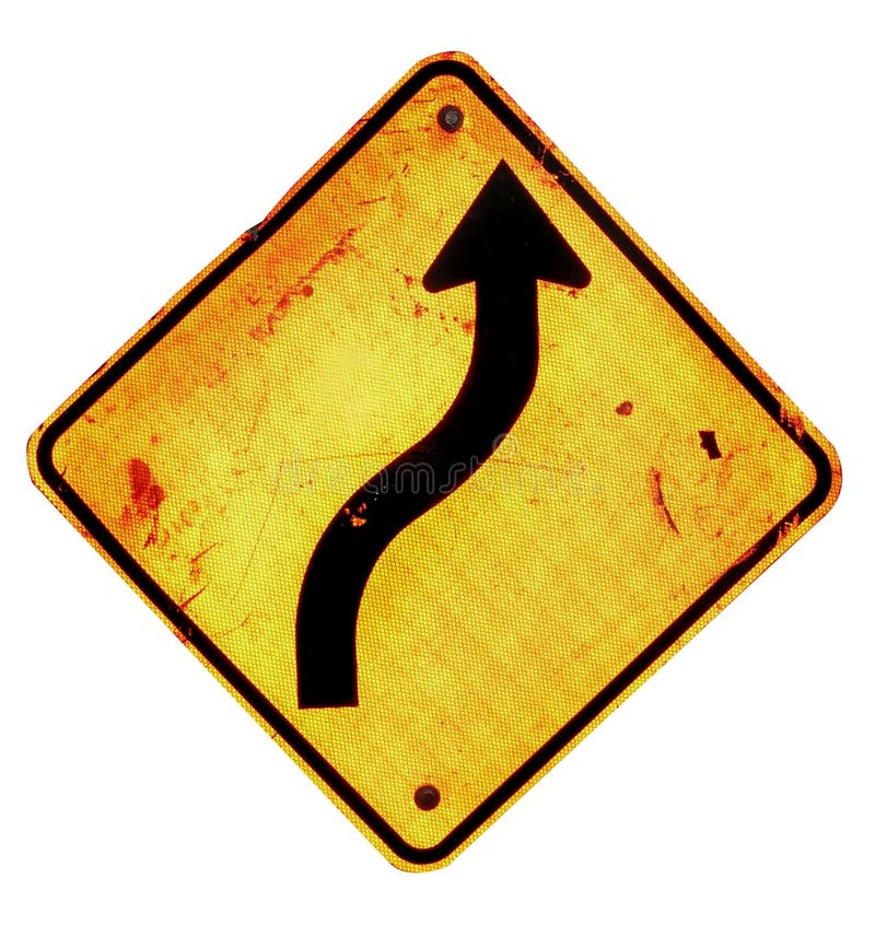 Bending Directional Arrow Sign Stock Image - Image of scratched ...