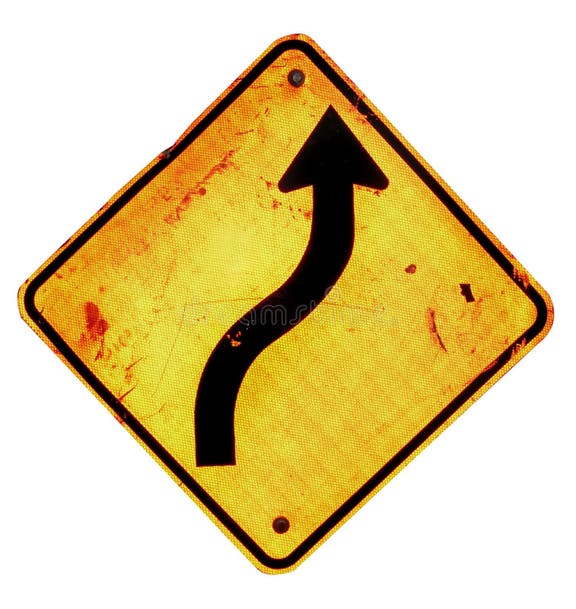 Bending Directional Arrow Sign Stock Image - Image of scratched ...