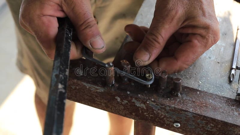 Bending the Iron by the Hand of a Man Stock Footage - Video of industry ...