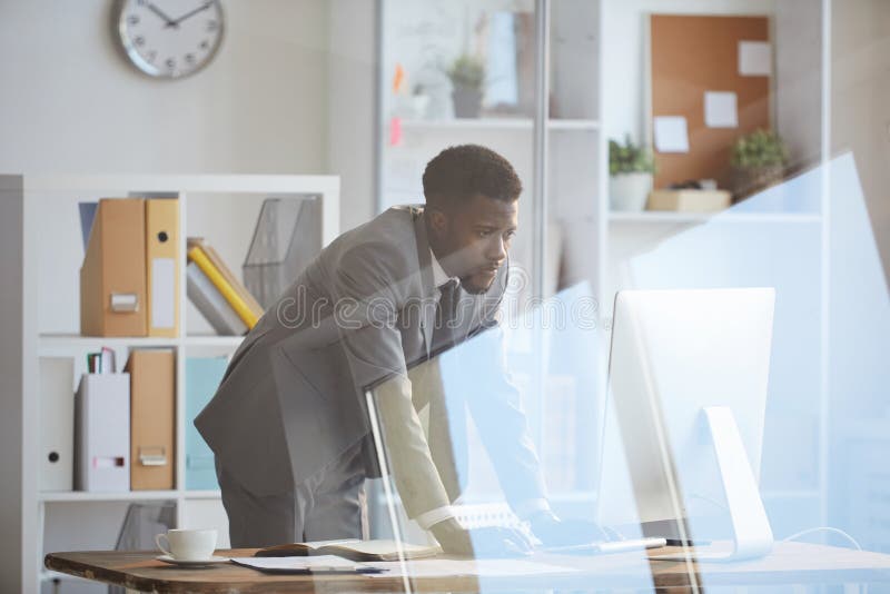 Bending over workplace stock image. Image of indoor - 143436125