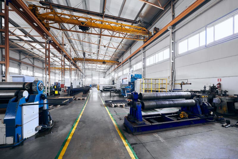Bending Rolls Installed in Metal Sheet Processing Workshop Stock Image ...