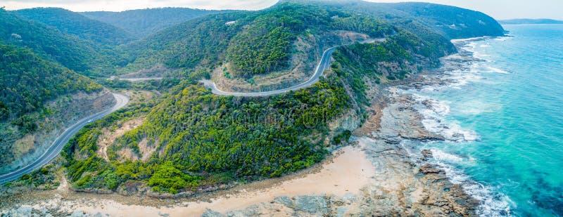 Bends of the Famous Great Ocean Road. Stock Image - Image of road ...