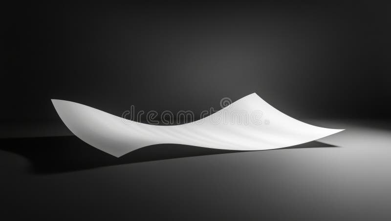 The Bends in a White Paper Sheet are Isolated on a Black Background ...