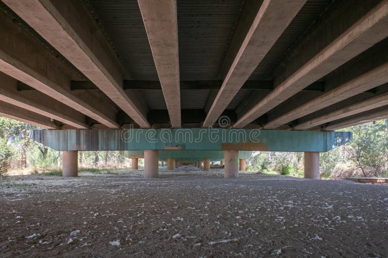 Low Angle View of Support Structure Underneath an Overpass Stock Image ...
