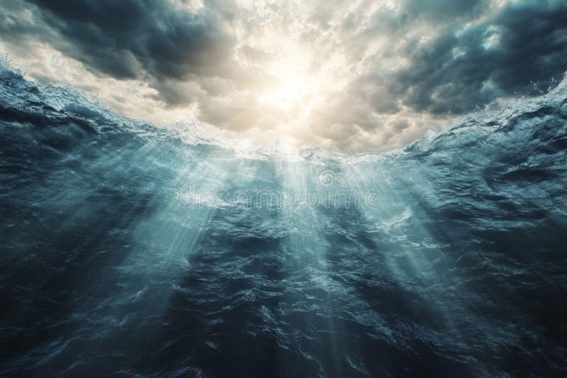 Underwater Beauty Revealing Light Rays Piercing through Tranquil Ocean ...