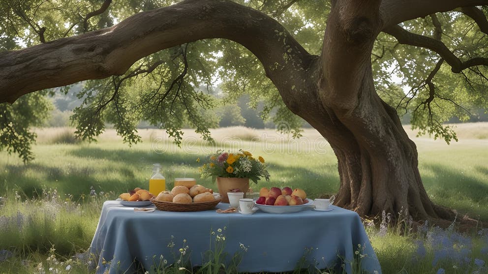 Beneath the Sprawling Branches of an Ancient Oak Tree Stock ...