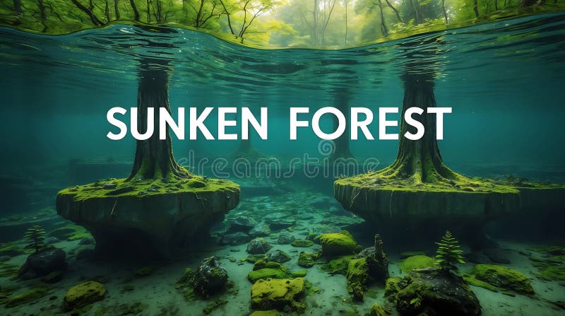 Exploring an Underwater Grove with Tree Trunks Visible in Calm Waters ...