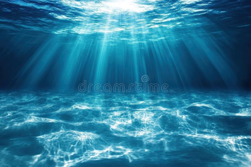 Beneath Surface Clear Ocean Serene Sunlight Rays Illuminating Water ...