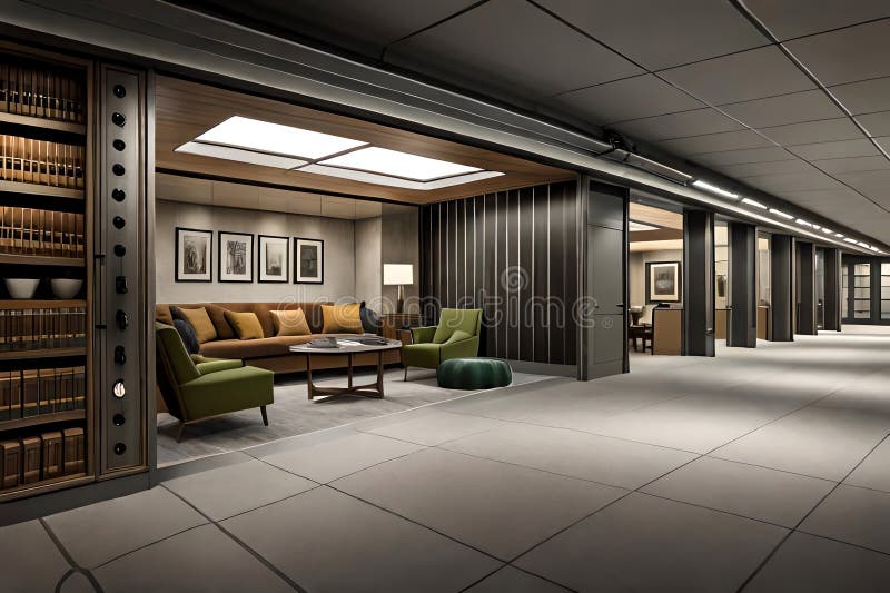 Beneath the Surface, Inside an Underground Bunker. Generative AI Stock ...