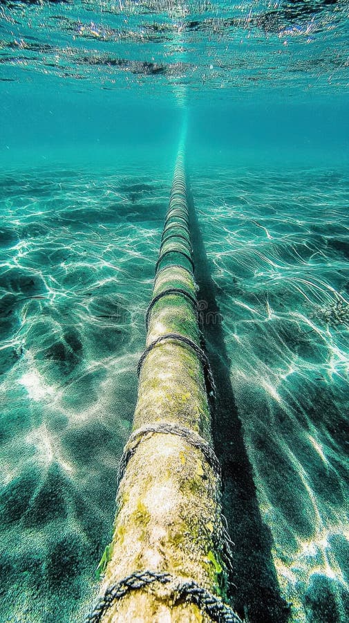Underwater Internet Cable Extending Across the Ocean Floor Showcasing ...