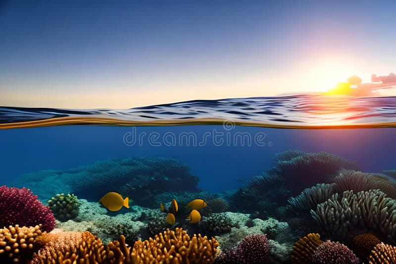 Beneath the Surface: a Mesmerizing Sunset Ocean View from Underwater ...