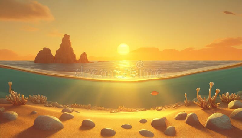 Beneath the Surface of the Ocean Stock Illustration - Illustration of ...