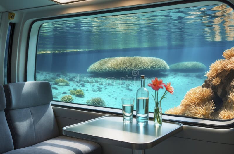 Beneath the Surface - Train through the Coral Realm Stock Illustration ...