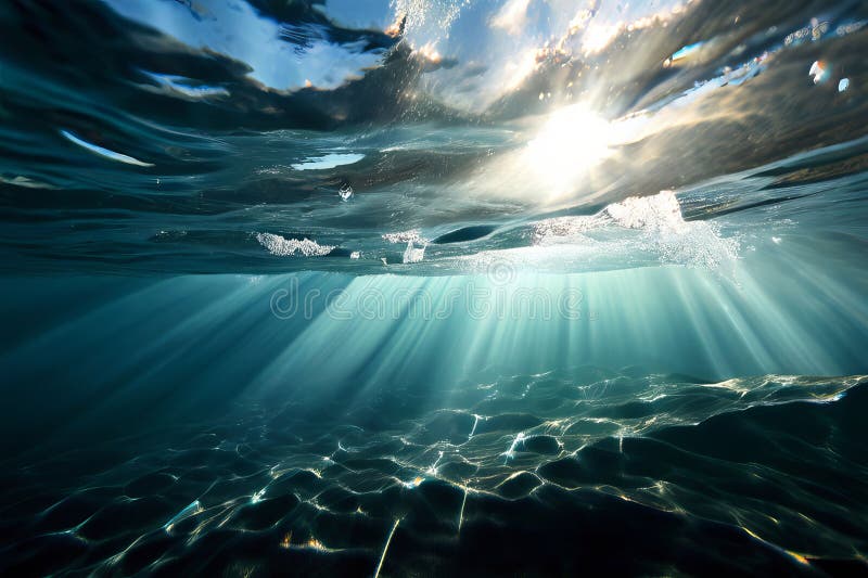 Beneath the Wave Looking from Underneath a Transparent Wave Sunl Stock ...