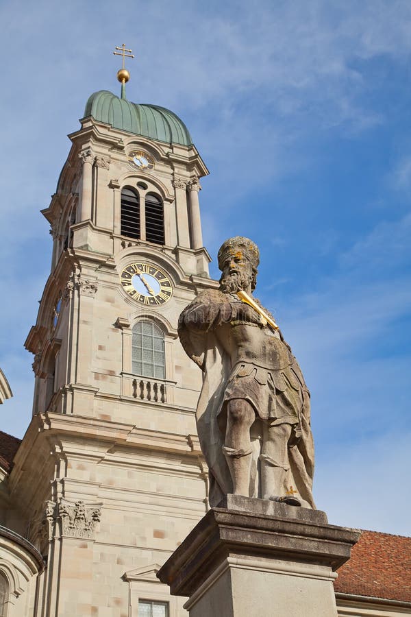 Einsiedeln roman banister stock image. Image of clock - 28677803
