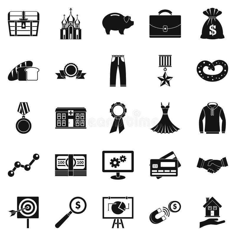 Beneficence Icons Set, Simple Style Stock Vector - Illustration of hand ...