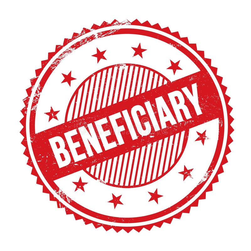 BENEFICIARY Text on Violet Indigo Round Grungy Stamp Stock Illustration ...