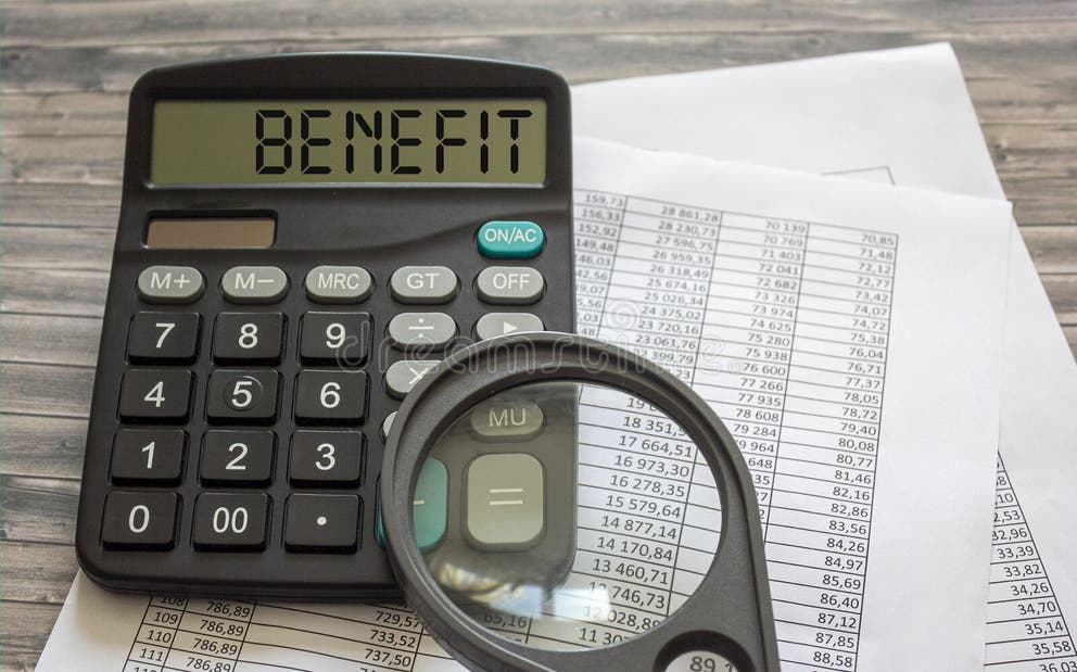 Benefit Text on Calculator , Calculator, Magnifier and Business Graph ...