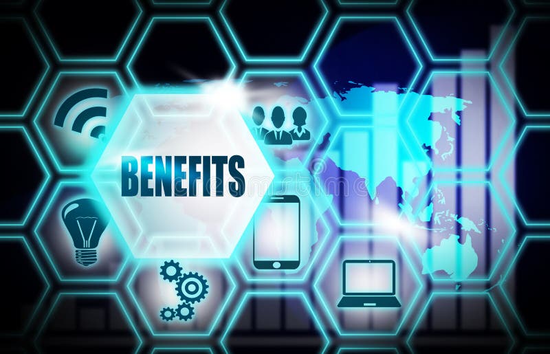 Benefits Blue Background Model Concept Stock Illustration ...