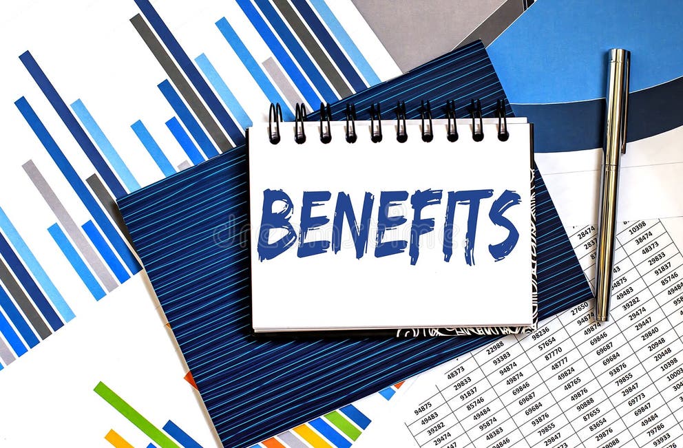 BENEFITS Concepts on the Notepad with Pen and Charts Stock Image ...