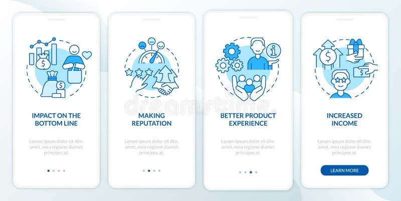 Benefits Of Customer Service Blue Onboarding Mobile App Screen Stock Vector Illustration Of